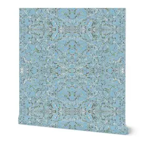 Spoonflower Marble Light Blue Cream Pine 100% Natural Sisal Grasscloth Wallcovering