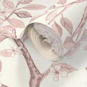 Spoonflower Ballet Slipper On Elsie's Garden 100% Natural Sisal Grasscloth Wallcovering - White