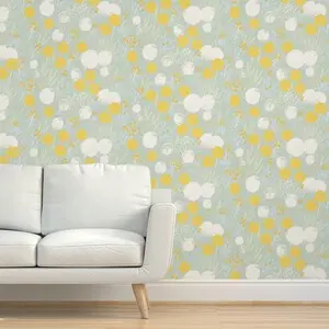 Spoonflower Au Flora M+m Eucalyptus 100% Natural Sisal Grasscloth Wallcovering