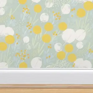 Spoonflower Au Flora M+m Eucalyptus 100% Natural Sisal Grasscloth Wallcovering