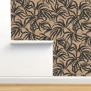 Spoonflower Bali Palm Blush 100% Natural Sisal Grasscloth Wallcovering