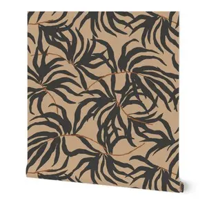 Spoonflower Bali Palm Blush 100% Natural Sisal Grasscloth Wallcovering