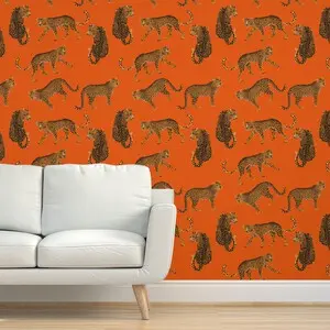 Spoonflower Leopard With Background 100% Natural Sisal Grasscloth Wallcovering
