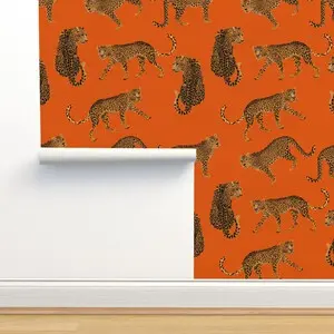 Spoonflower Leopard With Background 100% Natural Sisal Grasscloth Wallcovering