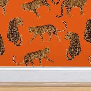 Spoonflower Leopard With Background 100% Natural Sisal Grasscloth Wallcovering