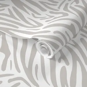Spoonflower Animal Wild Abstract Animals Jungle Custom Pre-pasted Wallpaper - Gray,white