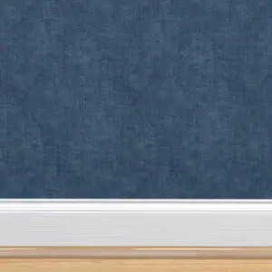 Spoonflower Blue Canvas Textured Solid Coordinate 100% Natural Sisal Grasscloth Wallcovering - Blue,gray,grey