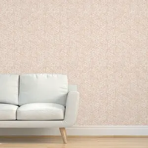Spoonflower Batik Spiral Hexagon On Blush 100% Natural Sisal Grasscloth Wallcovering