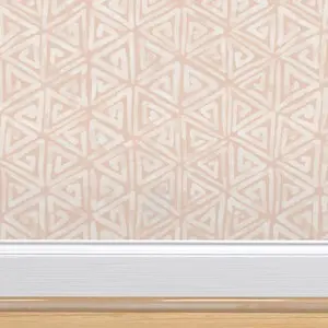 Spoonflower Batik Spiral Hexagon On Blush 100% Natural Sisal Grasscloth Wallcovering