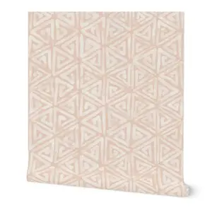 Spoonflower Batik Spiral Hexagon On Blush 100% Natural Sisal Grasscloth Wallcovering