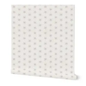 Spoonflower Lilac And White Stars 100% Natural Sisal Grasscloth Wallcovering - Purple,white