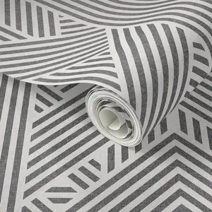 Spoonflower Geo Geometric Line Modern Texture Custom Removable Wallpaper - Gray