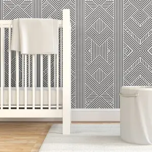 Spoonflower Geo Geometric Line Modern Texture Custom Removable Wallpaper