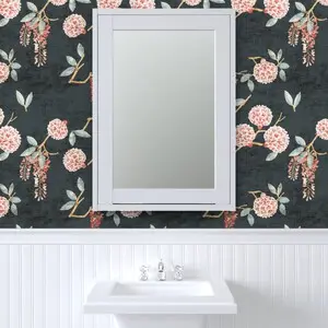 Spoonflower Flower Bloom Floral Petal Leaf Garden Linen Custom Removable Wallpaper