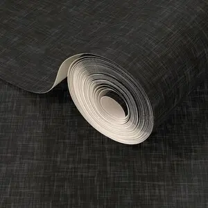 Spoonflower Arcadia Black Solid Texture Lad19 100% Natural Sisal Grasscloth Wallcovering Black