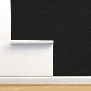 Spoonflower Arcadia Solid Texture Lad19 100% Natural Sisal Grasscloth Wallcovering - Black