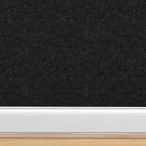 Spoonflower Arcadia Solid Texture Lad19 100% Natural Sisal Grasscloth Wallcovering - Black