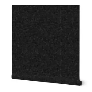 Spoonflower Arcadia Solid Texture Lad19 100% Natural Sisal Grasscloth Wallcovering - Black