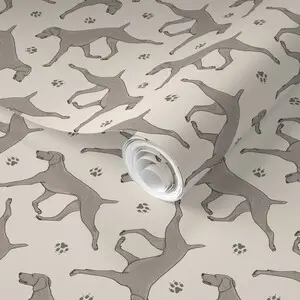 Spoonflower Dog Dogs Weimaraner Conformation Puppy Beige Tan Custom Removable Wallpaper - White,gray
