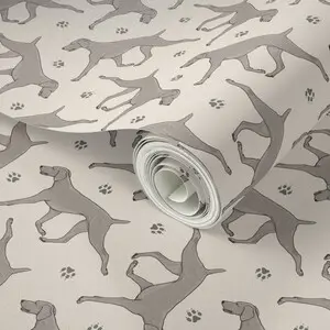 Spoonflower Dog Dogs Weimaraner Conformation Puppy Beige Tan Custom Removable Wallpaper White,gray