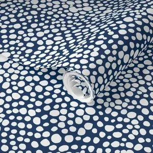 Spoonflower Nature Animal Dots Navy Spots Bubble Custom Pre-pasted Wallpaper - Navy,blue