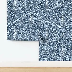 Spoonflower Nature Animal Dots Navy Spots Bubble Custom Pre-pasted Wallpaper - Navy,blue