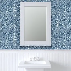 Spoonflower Nature Animal Dots Navy Spots Bubble Custom Pre-pasted Wallpaper - Navy,blue