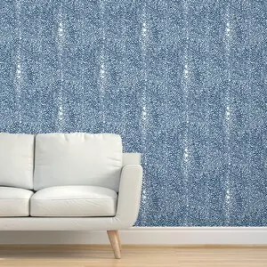 Spoonflower Nature Animal Dots Navy Spots Bubble Custom Pre-pasted Wallpaper - Navy,blue