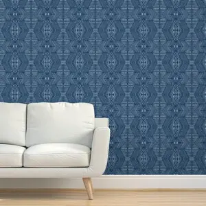 Spoonflower Painterly Mudcloth Classic Custom Pre-pasted Wallpaper