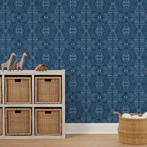Spoonflower Painterly Mudcloth Classic Custom Pre-pasted Wallpaper