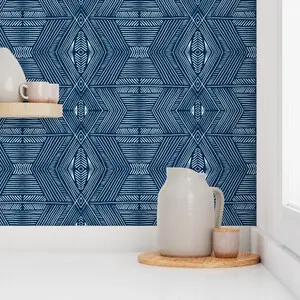 Spoonflower Painterly Mudcloth Classic Custom Pre-pasted Wallpaper