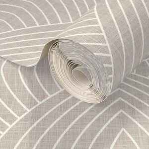 Spoonflower Art Deco Swirl Traditional Wallpaper - Gray,white
