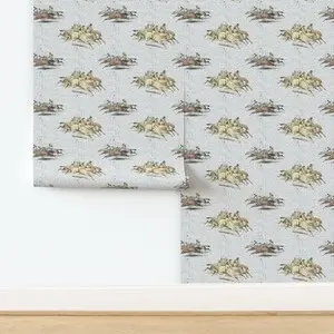 Spoonflower Run Equestrian Horse Pony Race Script Handwriting Traditional Wallpaper