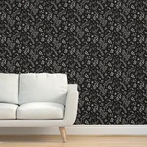 Spoonflower Australian Flora Wattle Eucalyptus Silver 100% Natural Sisal Grasscloth Wallcovering