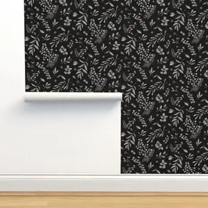 Spoonflower Australian Flora Wattle Eucalyptus Silver 100% Natural Sisal Grasscloth Wallcovering
