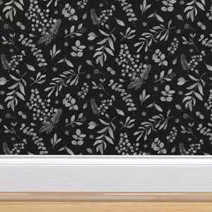 Spoonflower Australian Flora Wattle Eucalyptus Silver 100% Natural Sisal Grasscloth Wallcovering