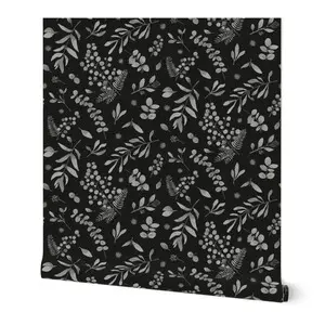 Spoonflower Australian Flora Wattle Eucalyptus Silver 100% Natural Sisal Grasscloth Wallcovering
