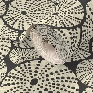 Spoonflower Bed Of Urchins Nautical Sea Charcoal Ivory Regular 100% Natural Sisal Grasscloth Wallcovering - Gray,white