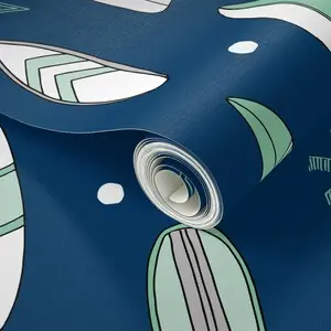 Spoonflower Summer Beach Surf Surfboard Surfboards Click To Custom Pre-pasted Wallpaper Blue,mint,green
