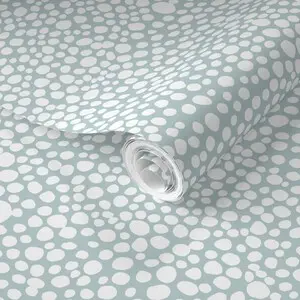 Spoonflower Large Light Blue Green White Aqua Stripe Dots Custom Pre-pasted Wallpaper Blue,white,gray