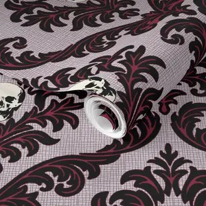 Spoonflower Skull Damask Skeleton Halloween Spooky Custom Removable Wallpaper