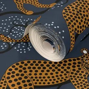Spoonflower Leopards In Tree 100% Natural Sisal Grasscloth Wallcovering