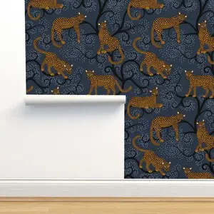 Spoonflower Leopards In Tree 100% Natural Sisal Grasscloth Wallcovering