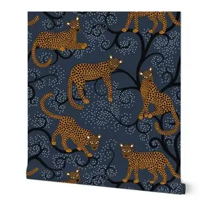 Spoonflower Leopards In Tree 100% Natural Sisal Grasscloth Wallcovering
