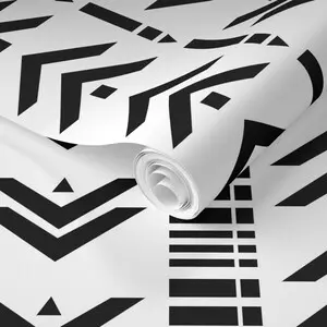 Spoonflower Black White Modern Arrows Arrow Abstract Custom Removable Wallpaper - Black,white,gray