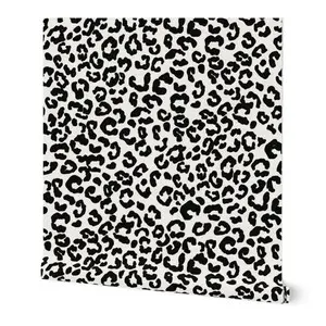 Spoonflower Leopard Cheetah Black And White 100% Natural Sisal Grasscloth Wallcovering