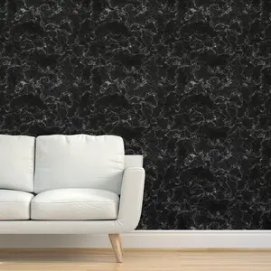 Spoonflower Black White Classy Elegant Marble Custom Pre-pasted Wallpaper