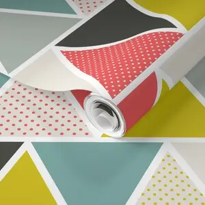 Spoonflower Triangle Geometric Dots Chevron Zig Zag Modern Traditional Wallpaper - Green,red,mint