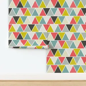 Spoonflower Triangle Geometric Dots Chevron Zig Zag Modern Traditional Wallpaper