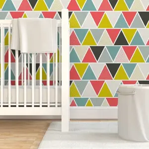 Spoonflower Triangle Geometric Dots Chevron Zig Zag Modern Traditional Wallpaper